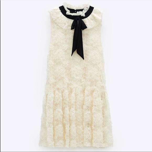 Zara | Dresses | Zara Lace Dress With A Bow | Poshmark